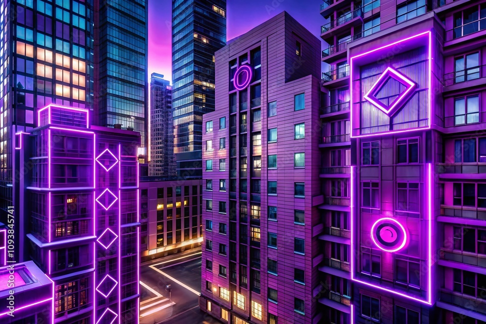 Collection of Warning Symbols in Purple Neon Light: A Stunning ...