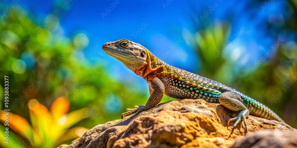 Endemic Sargantana Lizard Basking on a Rock Under the Sun in Its ...