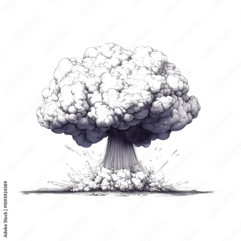 Massive nuclear explosion with intense mushroom cloud- high-resolution ...