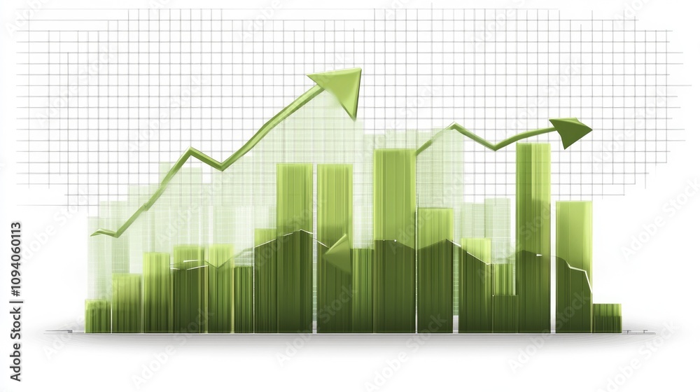Green Growth Chart: Illustrative 3D bar graph showcasing exponential ...