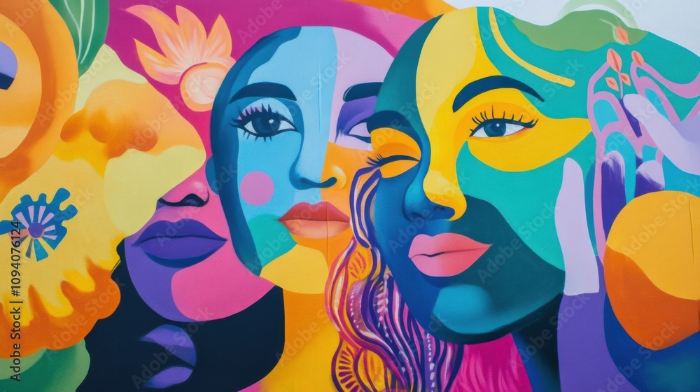 A community mural project where artists of different races and ...