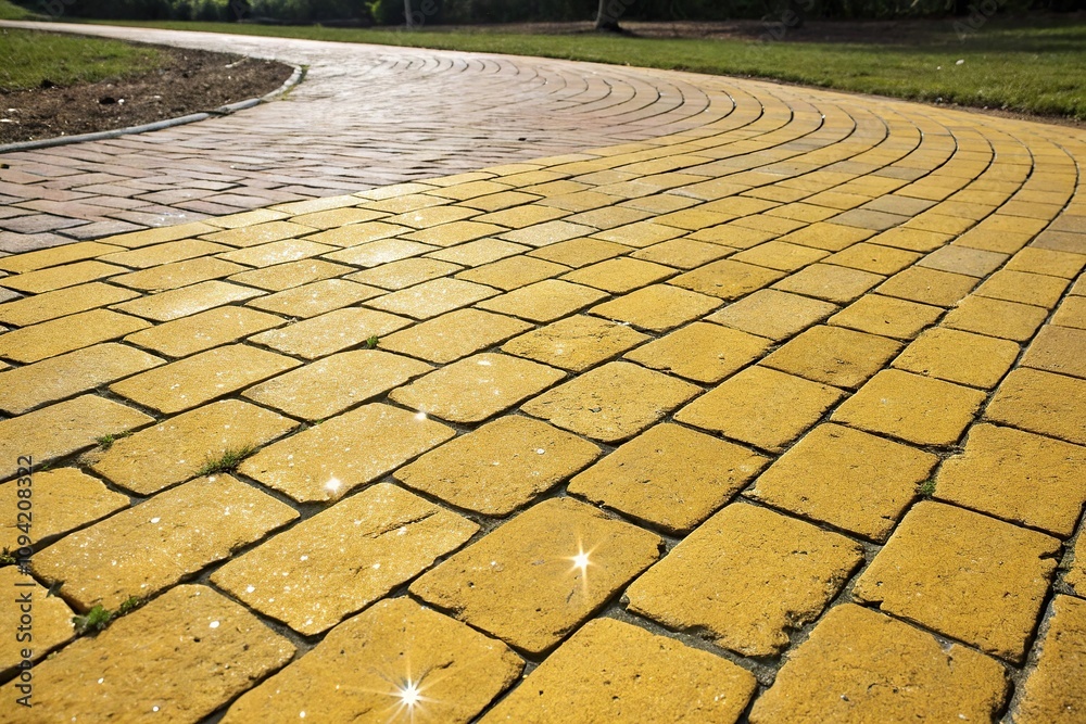 Yellow brick road seamless tile texture with a subtle sparkle effect ...