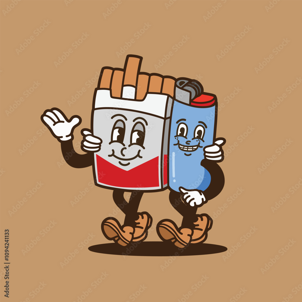 mascot character cigarettes and gas lighter good for sticker, mascot ...