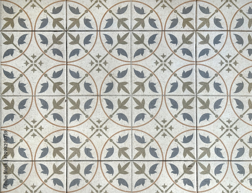 Colonial heritage patterned tiles in random various patterns. Batik ...
