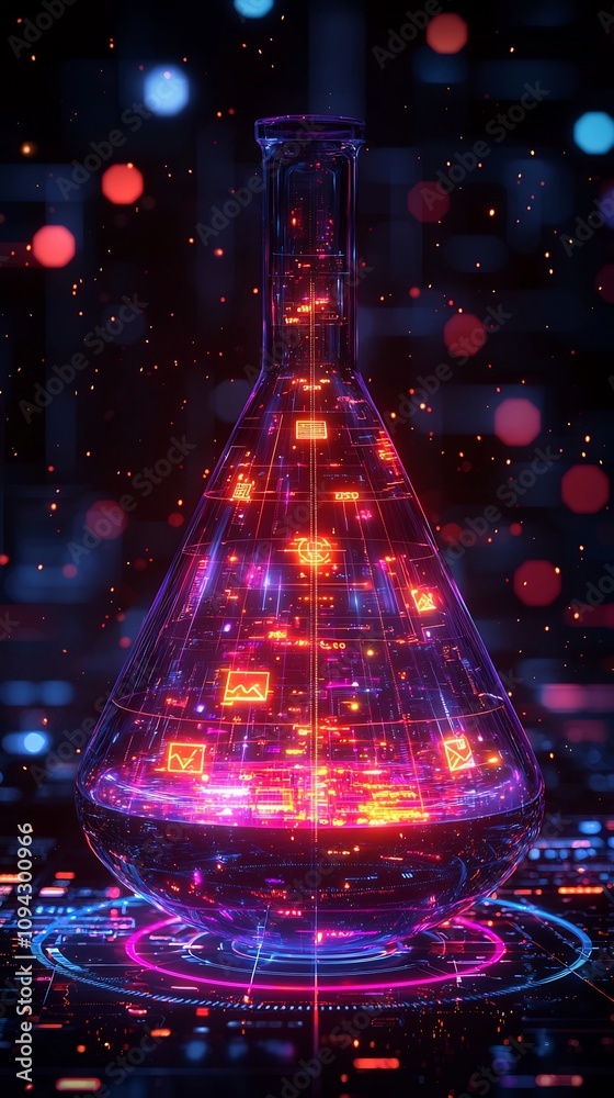 AI Powered Marketing Funnel with Glowing Futuristic Dashboard Stock ...