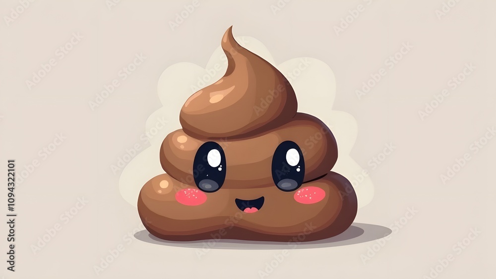 Fun illustration of a smiling poop emoji with a cartoon face, titled ...