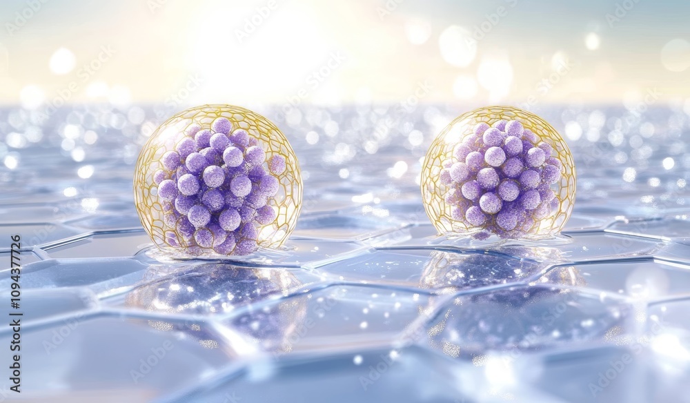 Skin Surface with Hexagonal Cells and Bubbles, Serum Droplet for Cell ...