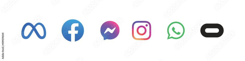 Meta platforms brand logos vector set. Meta company icons: Facebook ...