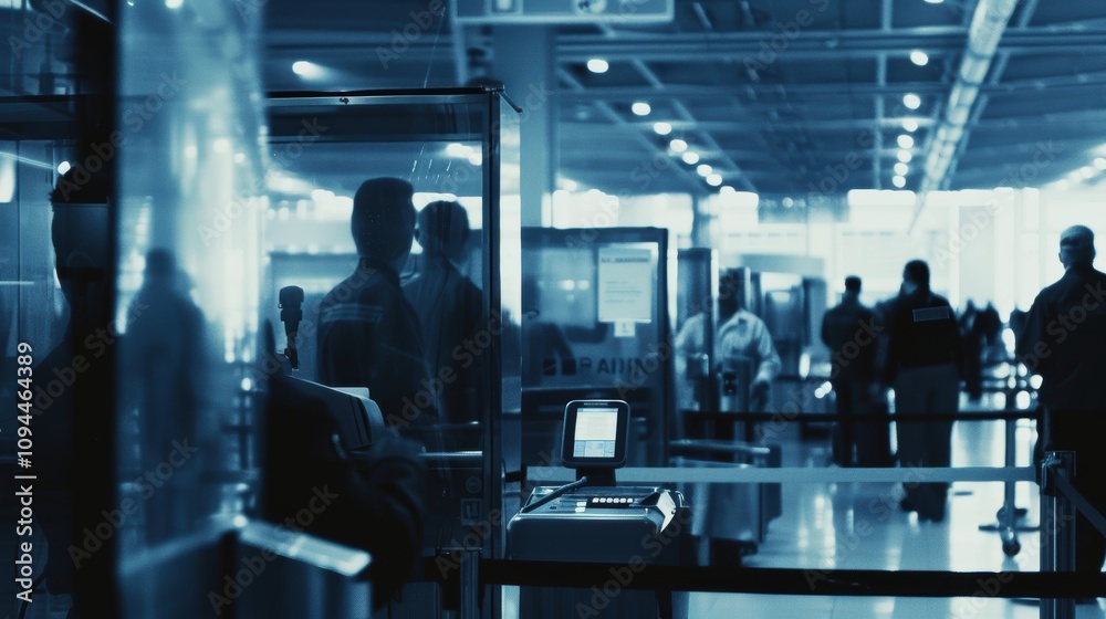 Airport Security Checkpoint with X-Ray Scanner for Luggage Inspection ...