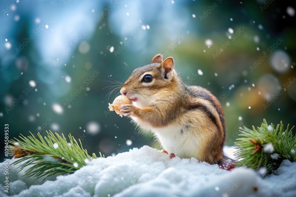 Adorable Chipmunk Playing in the Snow: A Tilt-Shift Photography ...