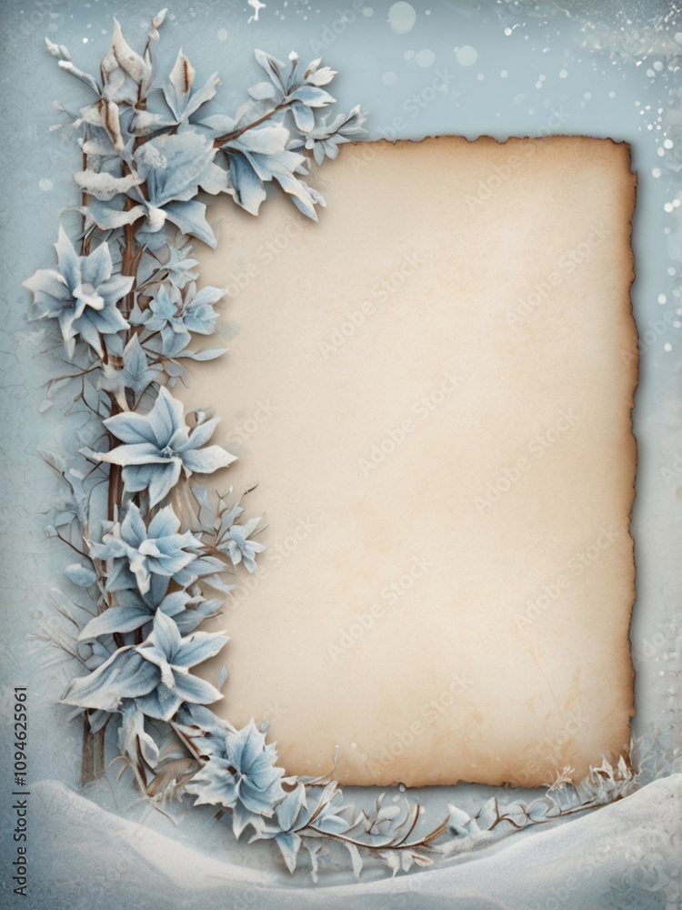 The aged nostalgic letter paper texture background with winter holidays ...