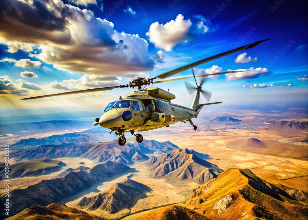 Military Helicopter Flying in the Sky During Patrol Missions: A Candid ...