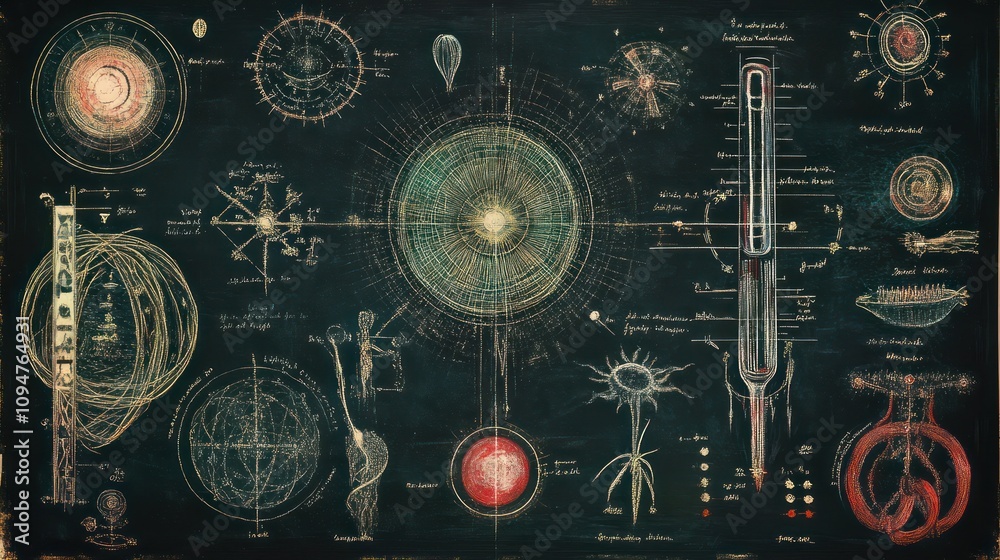 Cosmic Diagrams: A Celestial Chart of Mythic Proportions Stock ...