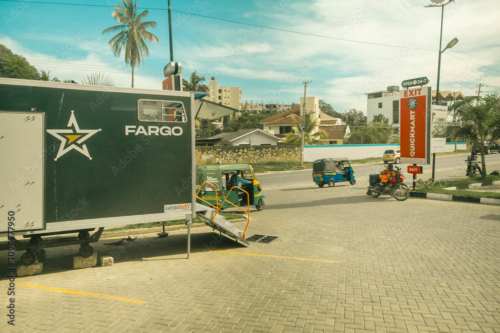 A wells Fargo Courier kiosk at Nyali Links Road in Mombasa City, Kenya ...