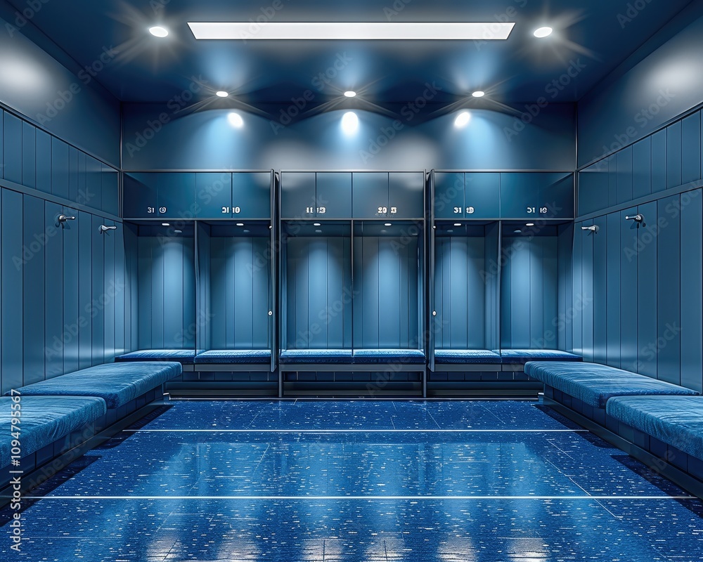 blue and white basketball contemporary professional locker room with ...
