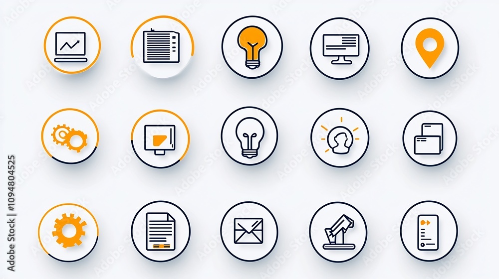 This set of 15 monochrome icons provides a minimalist yet effective ...