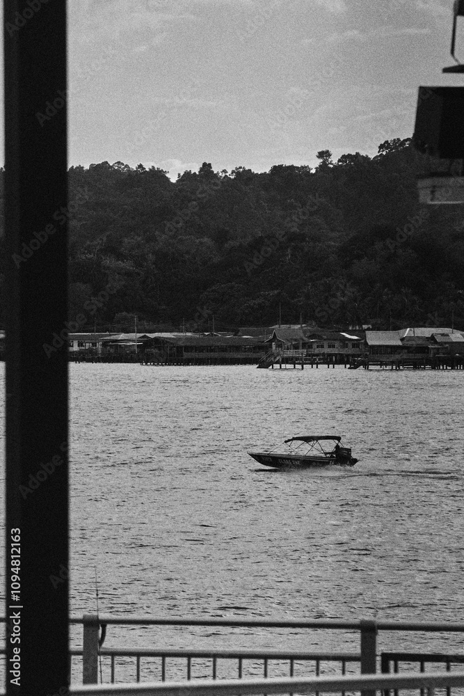 Brunei River with famous A jetty boat, taken under the famous ripas ...