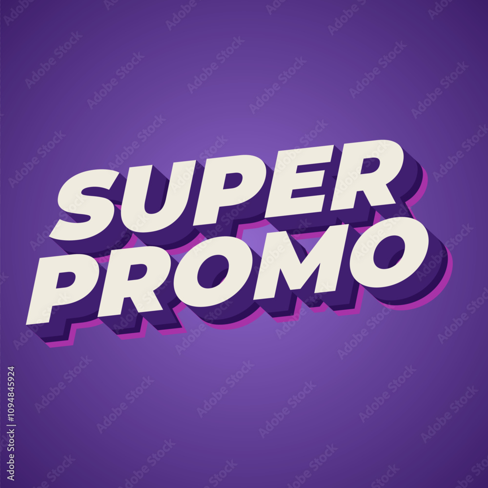 Super promo. Text effect in square size with bold font and 3D look ...