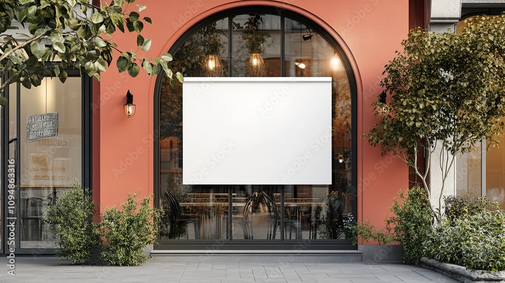 Rounded Street storefront shop, cafe, restaurant mounted sign board ...
