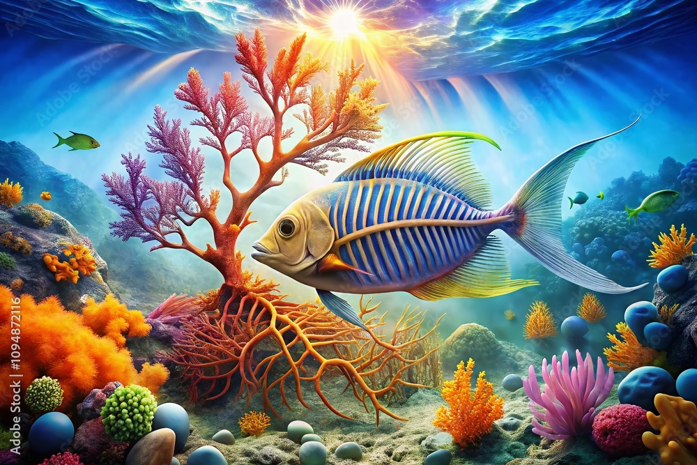 Captivating Double Exposure Photography of a Fish Bone Diagram with ...