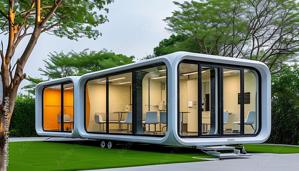 Modern modular veterinary clinic with sleek design and open space Stock ...