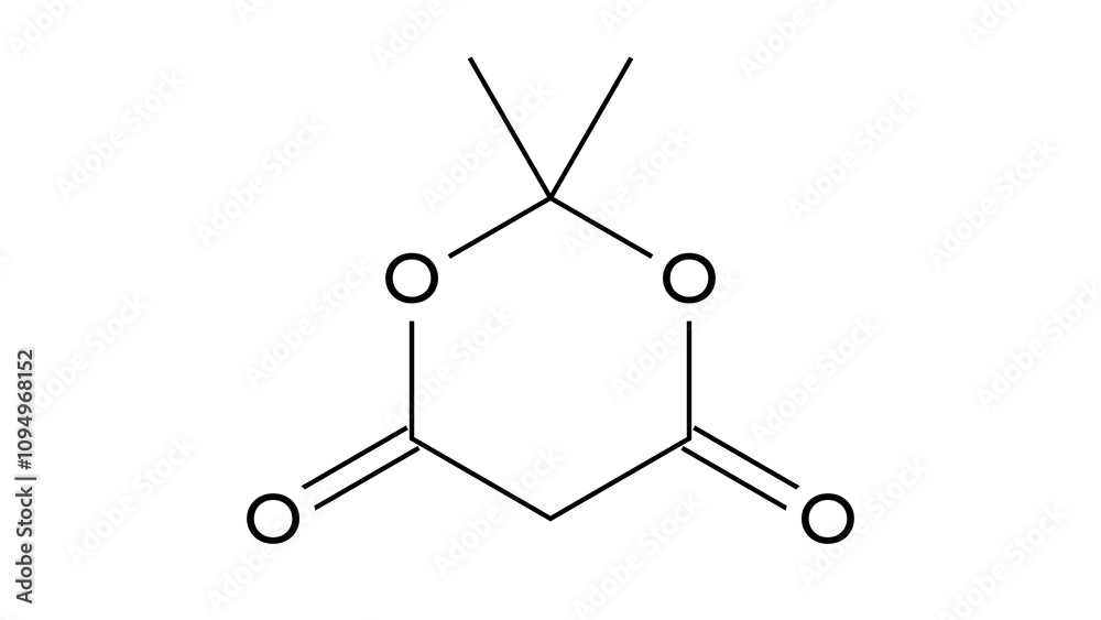 meldrum's acid molecule, structural chemical formula, ball-and-stick ...