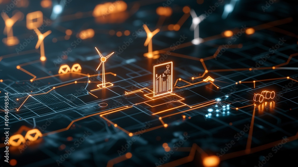 Abstract Representation of Global Energy Market Trends and Data ...