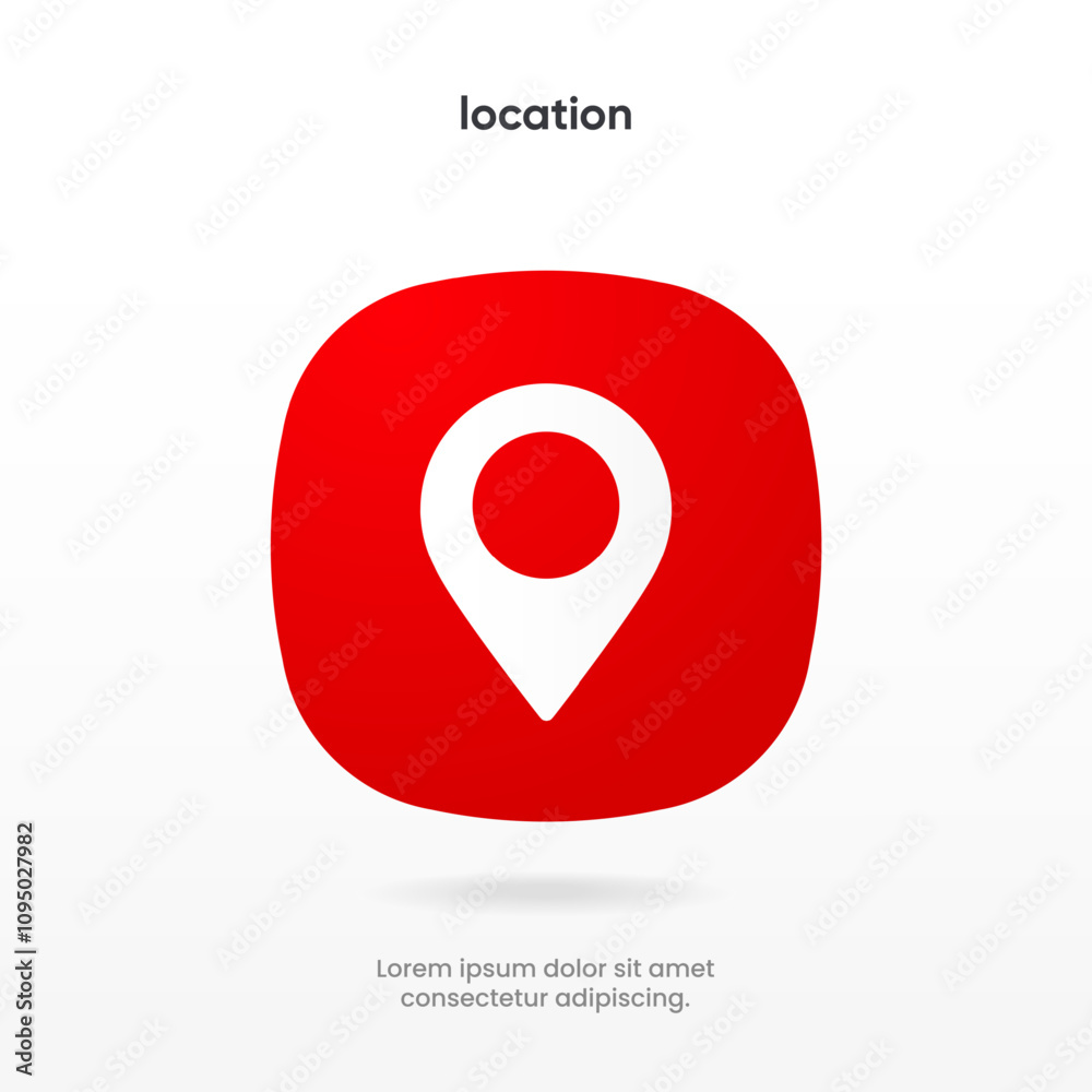 Target pin point icon. Red map location pointer icon symbol sign. Gps marker with isolated white ...