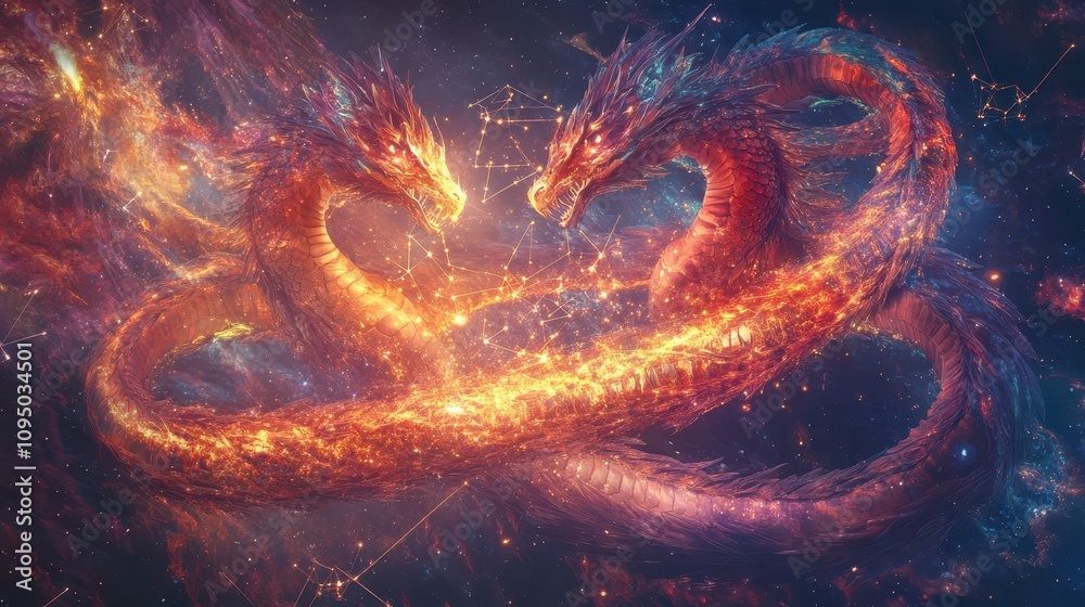 Twin Celestial Dragons in Double Helix Among Supernovas and Sacred ...