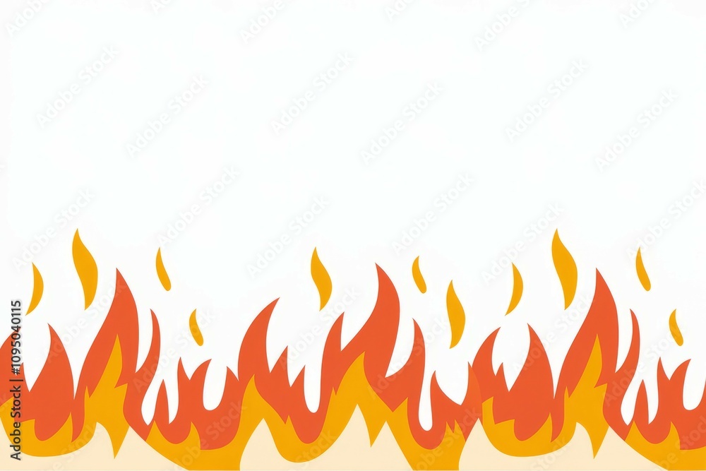 Fiery flame border design. Bright orange and yellow flames create a ...