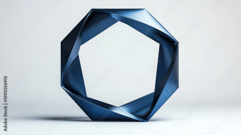 deep blue octagonal shape with gradient shading creates striking visual ...