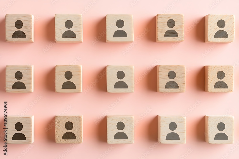 Pastel Minimalist Business Team Overhead View of Identical Person Icons ...
