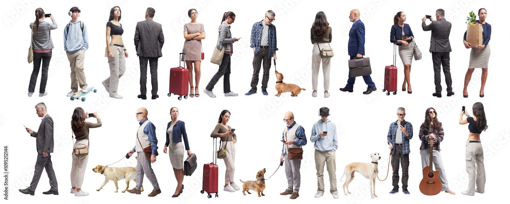 Group of different people standing on white background Stock Photo ...