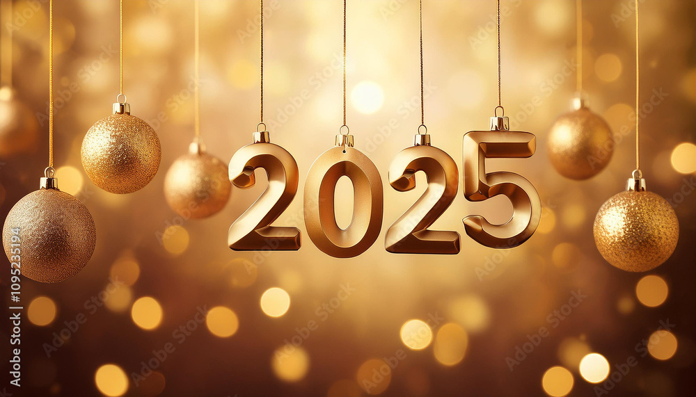 Fiesta dee fin de año y año nuevo con luces brillantes doradas y los ...