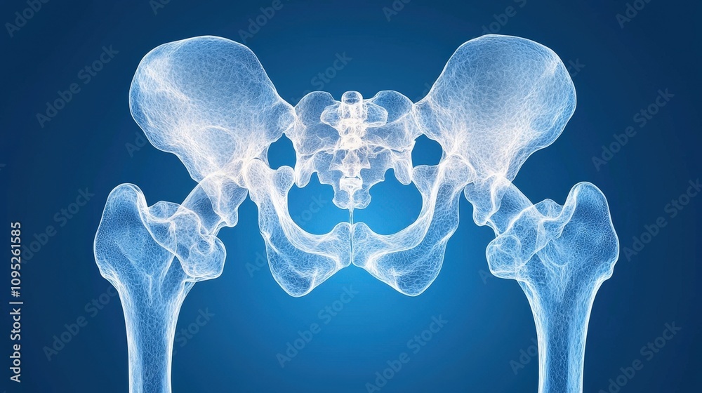 Human Hip and Femur Bones X Ray Style Anatomy Medical Illustration ...