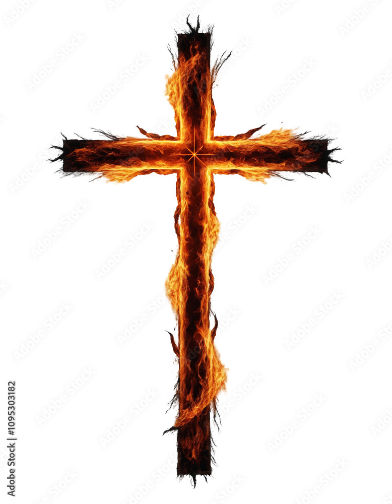 Cross made in fire png, Jesus Christ, cross on transparent background ...