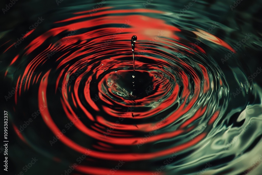 Ripples form in water after a drop impacts the surface, creating a ...