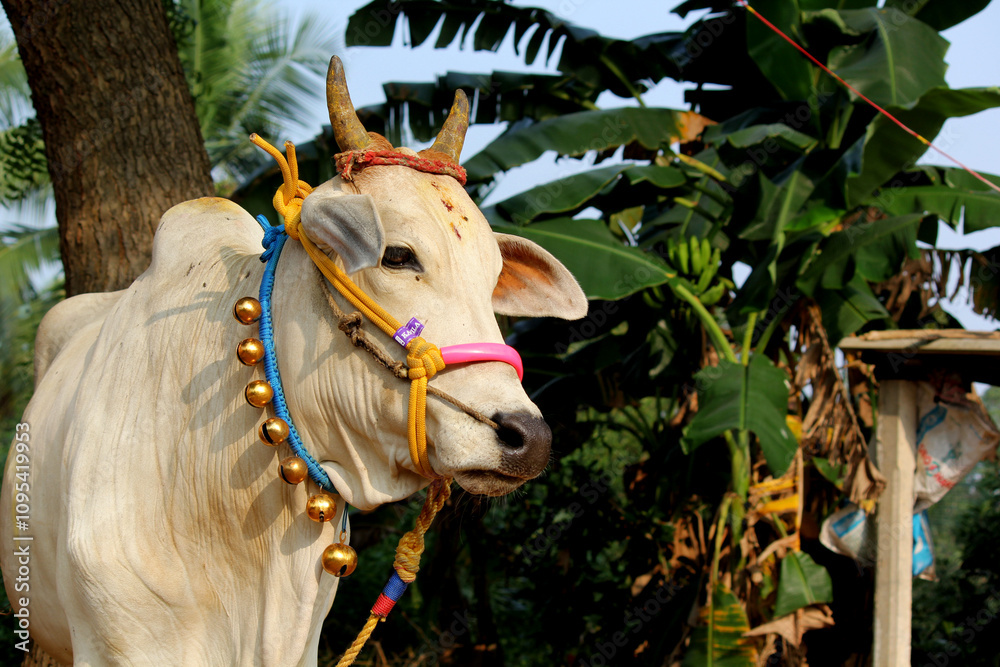 Happy Pongal religious traditional festival of south Indian cow with ...