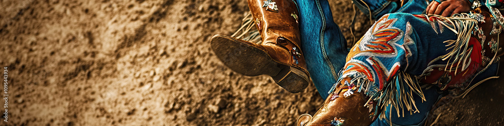 Rodeo Rider: A cowboy clad in shiny boots and embroidered vest grips a ...