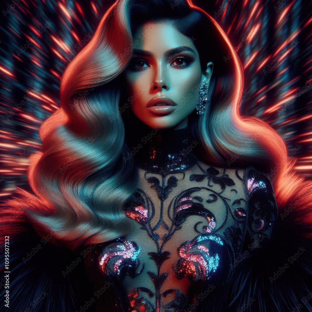 Attractive feminine latina female with her dark hair looking so ...