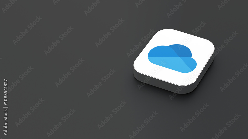3D-rendered icon of the Microsoft OneDrive app logo, featuring a sleek ...