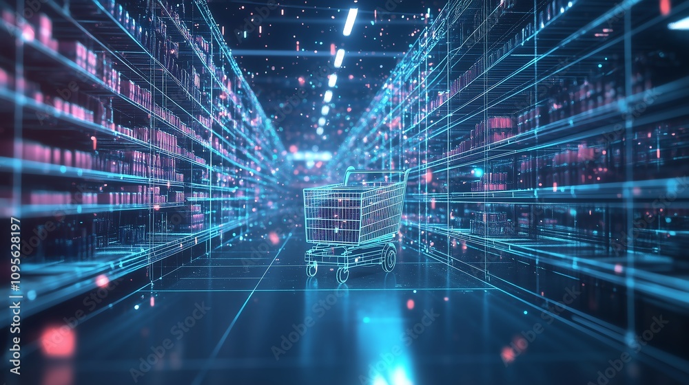 Abstract Self-Driving Carts Delivering Products Across Aisles ...