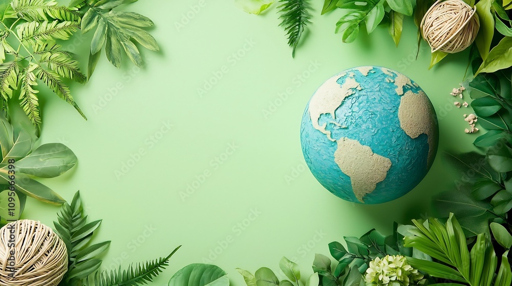 Eco World Theme for Ozone Day Planet Earth Framed by Clean and Natural ...
