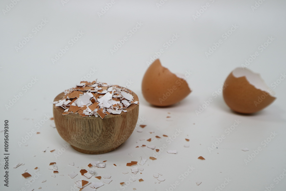 Eggshell ground on bowl. homemade calcium. whole and powdered eggshells ...
