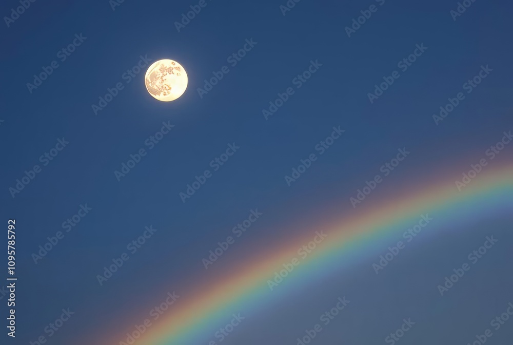 Moonbows Rare lunar rainbows that occur when the Moon is full an Stock ...