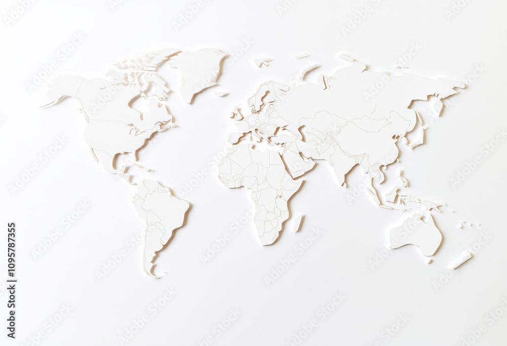 World Map with Paper Cutouts A map created using paper cutouts s Stock ...