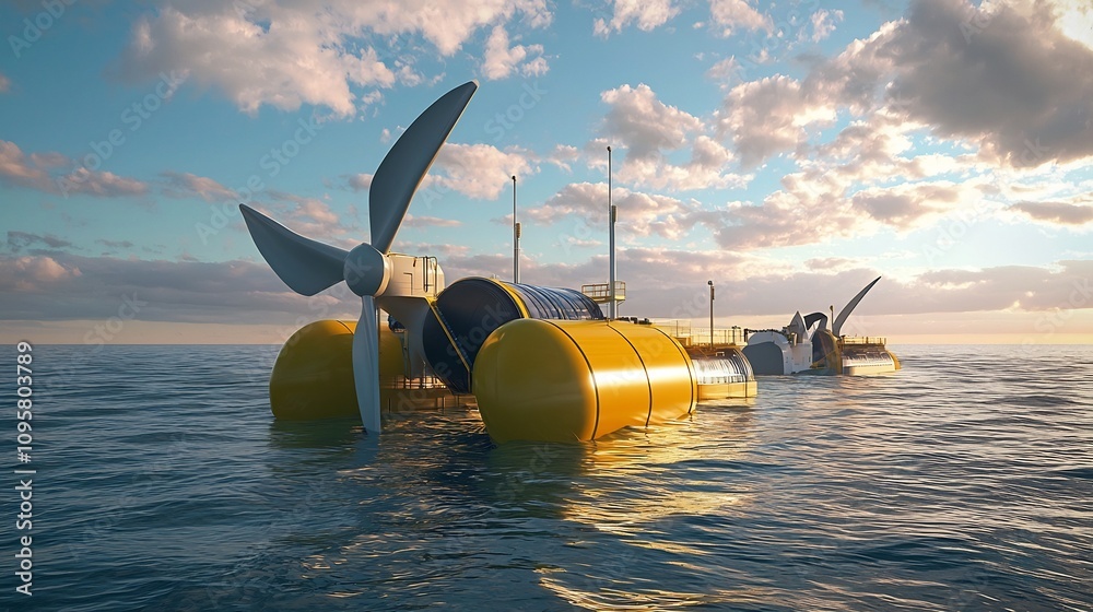 Conceptual image showcasing the potential of wave and tidal energy as ...