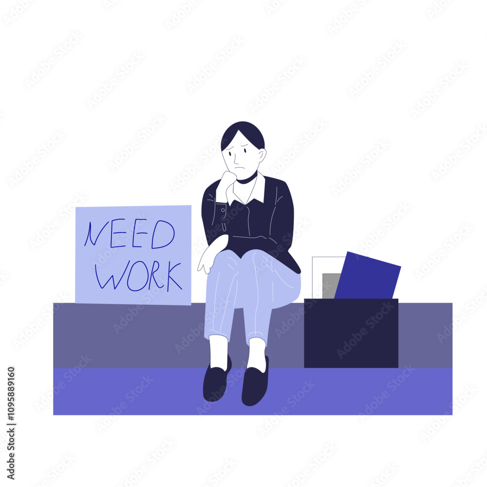 คาเรคFired dismissed sad office worker leaving with box after job loss ...