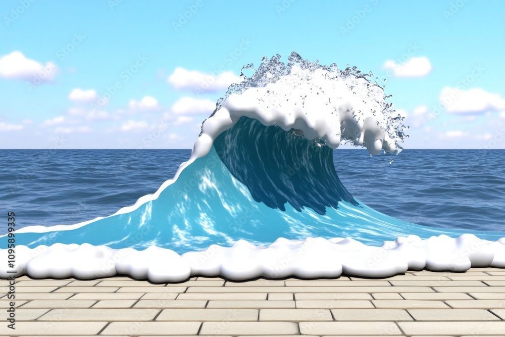 Aqua digital 3D model of a wave, with realistic textures and lighting ...