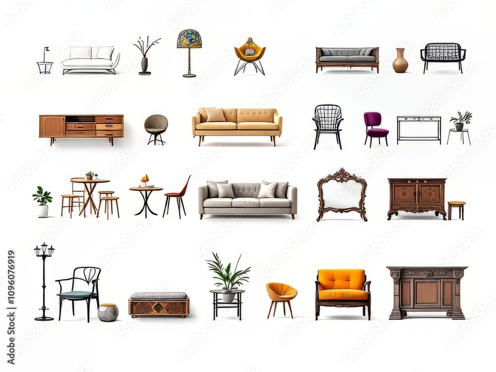 Detailed architectural furniture symbols for accurate high-resolution ...
